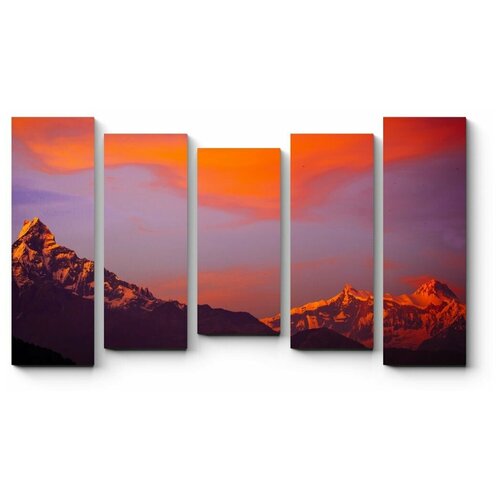 Модульная картина Оранжевый закат над гималайскими горами 110x66