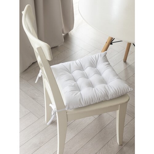 Подушка на стул DeNASTIA 40х40 велюр, цвет белый P111233