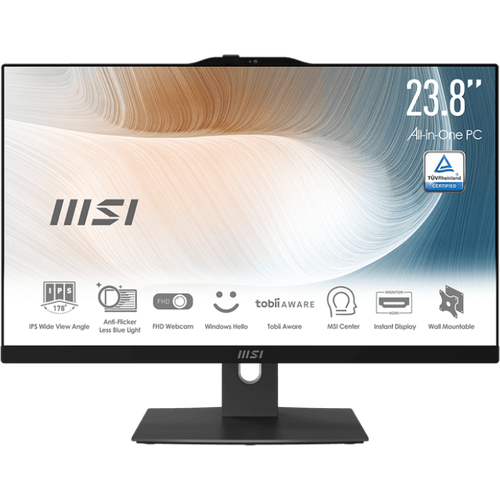 MSI Modern AM242P 12M-630RU (MS-AE07) 23.8' FHD(1920x1080)/Intel Pentium 8505 2.00GHz Dual/4GB/128GB SSD/Integrated/WiFi/BT/2.0MP/KB+MOUSE(USB)/W11Pro/1Y/BLACK