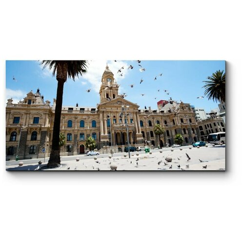 Модульная картина Летящие голуби над площадью Кейптауна 60x30