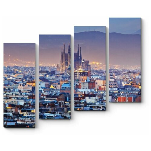 Модульная картина Величественная Барселона в сумерках130x112
