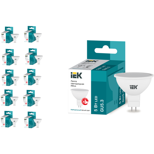 Лампа светодиодная IEK ECO MR16 софит 5Вт 230В 4000К GU5.3, 10 шт.