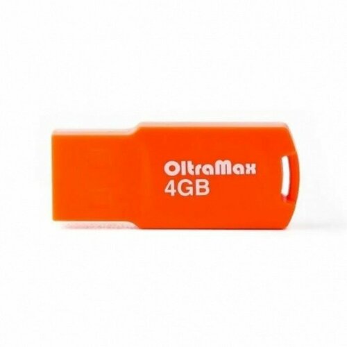 Флешка OltraMax, 4 Гб, USB 2.0, чт до 20 Мб/с, зап до 10 Мб/с, оранжевая