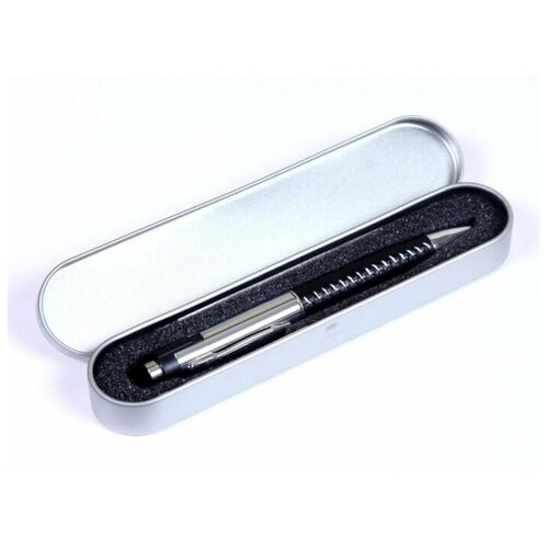 Подарочная флешка Ручка кожаная черная 16GB в металлическом боксе