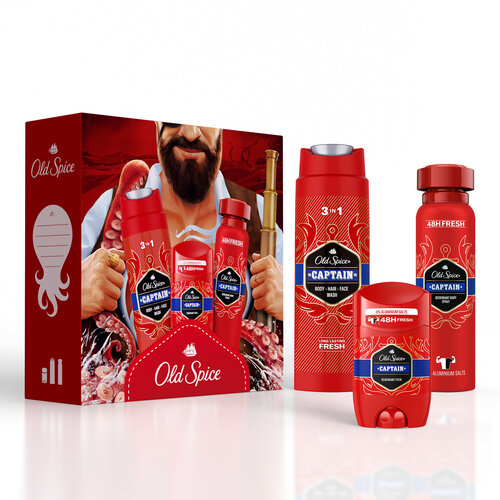 Мужской набор Old Spice Captain: гель для душа, дезодорант-стик и дезодорант-спрей