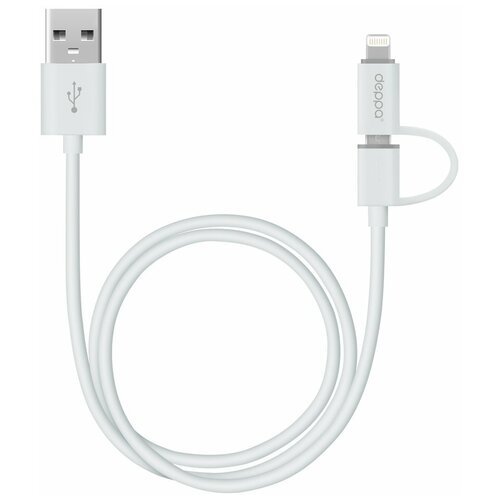 Deppa USB - microUSB/Lightning (72203/4), 1.2 м, белый