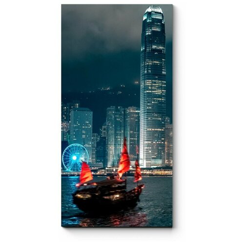 Модульная картина Ночные огни Гонконга30x60