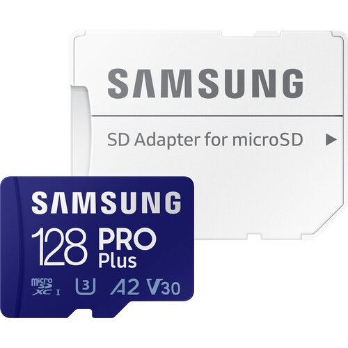 Карта памяти Samsung microSDXC 128GB PRO Plus microSDXC Class 10 UHS-I, U3 + SD адаптер запись/чтение 130МБ/с / 180 МБ/с MB-MD128SA/AM