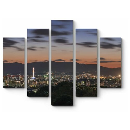 Модульная картина Неповторимая панорама ночного Киото 95x76