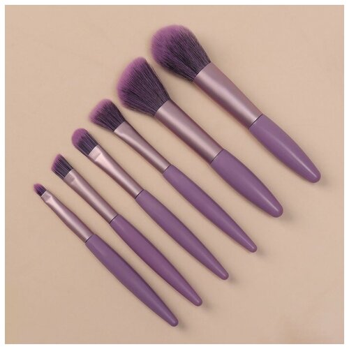 Набор кистей для макияжа, 6 предметов, PVC - чехол, цвет фиолетовый