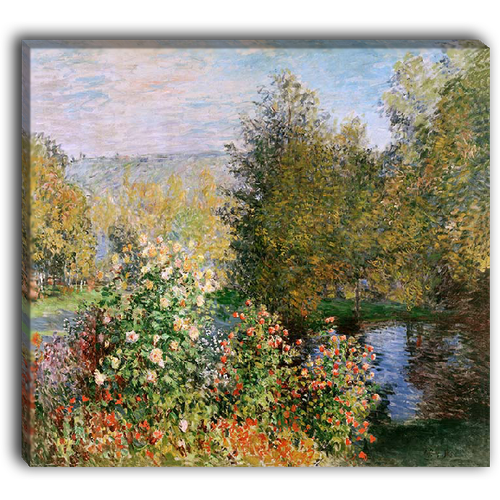 Картина "Уголок сада в Монжероне", Моне, печать на холсте (55х50 см / на подрамнике)