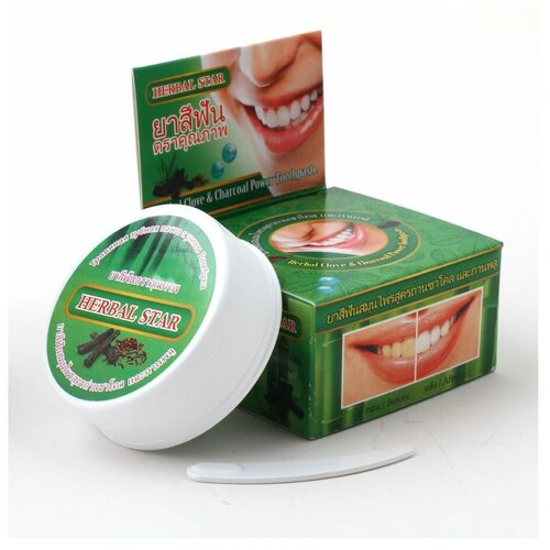Тайская отбеливающая зубная паста с Бамбуковым углем и Гвоздикой для чувствительных зубов