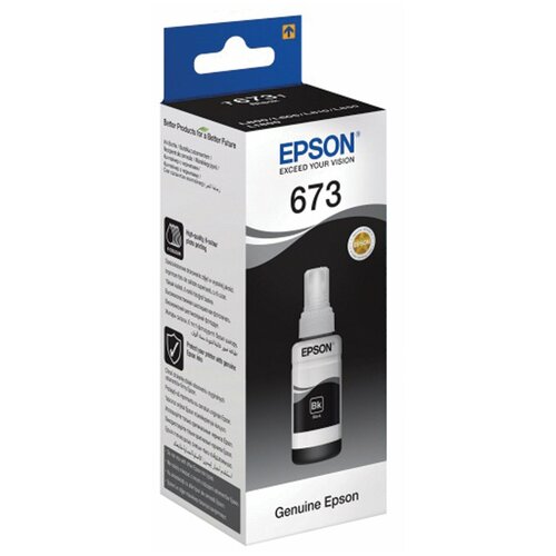 Картриджи для струйной техники EPSON Чернила EPSON 673 (T6731) для СНПЧ Epson L800/L805/L810/L850/L1800, черные, оригинальные, C13T67314A