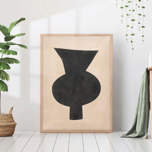 Постер без рамки "Рисунок ваза минимализм" 30 на 40 в тубусе / Картина для интерьера / Плакат / Постер на стену / Интерьерные картины
