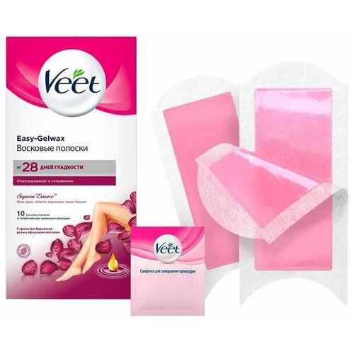 Veet / Полоски для депиляции Veet Suprem Essence восковые для ног и рук 10шт 1 уп