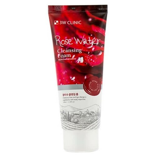 3W Clinic пенка для лица Rose Water Cleansing Foam, 100 мл, 124 г