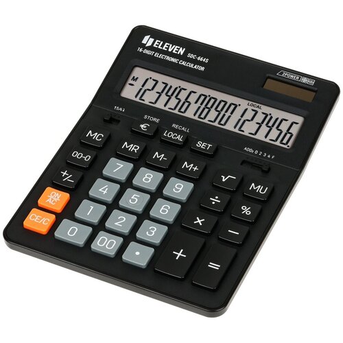 Калькулятор Eleven настольный, 16 разрядов, двойное питание, 155х205х36 мм, черный (SDC-664S)