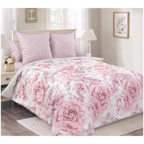 Комплект постельного белья Королевское искушение Рапсодия 2, 1.5-спальное, перкаль, розовый