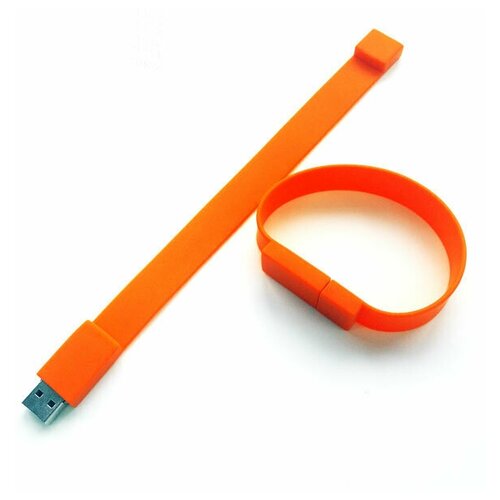 Флешка-браслет С01, 16 ГБ оранжевая, размер взрослый