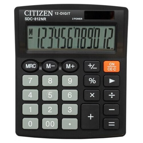 Калькулятор бухгалтерский Citizen SDC-812NR черный 12-разр.