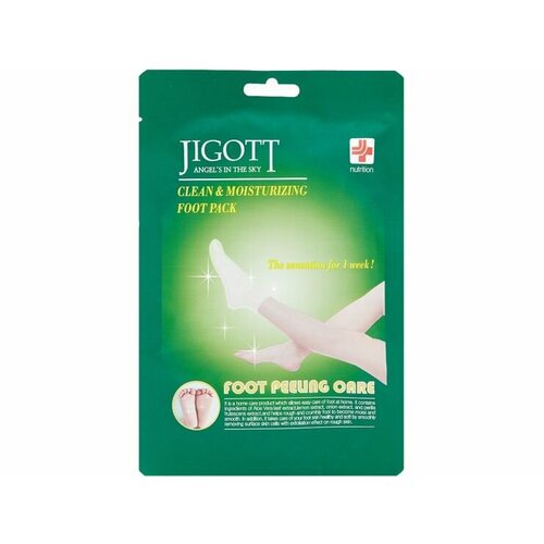 Маска-носки с эффектом пилинга для ног Jigott CLEAN & MOISTURIZING FOOT PACK