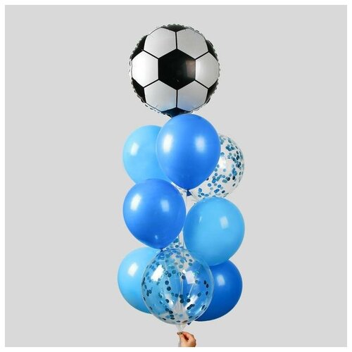 Фонтан из шаров «Футбол», для мальчика, с конфетти, латекс, фольга, набор 10 шт.