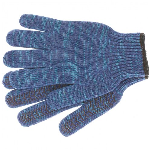 Перчатки трикотажные усиленные Сибртех гелевое ПВХ-покрытие, 7 класс, синие 68183