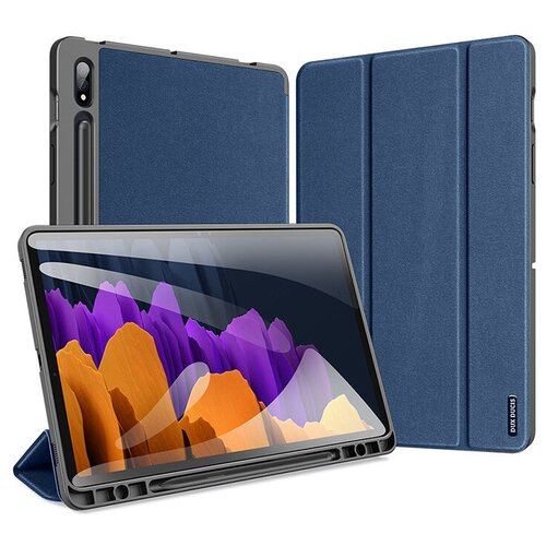 Чехол-книжка MyPads для Samsung Galaxy Tab S7 plus 12.4 SM-T970 / T975 (2020) с функцией засыпания синий