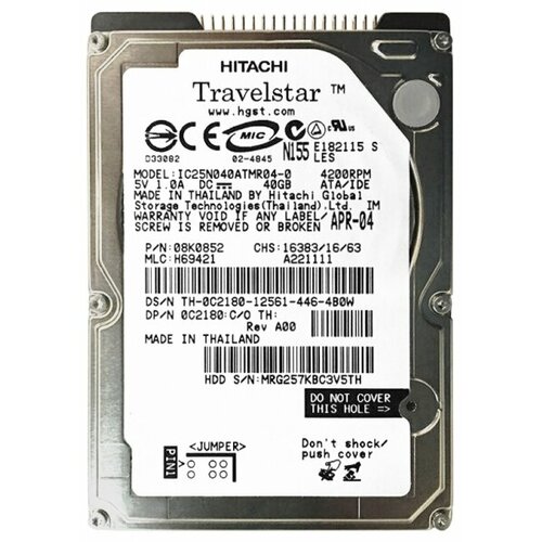 Жесткий диск Dell 08K0862 40Gb 4200 IDE 2,5" HDD