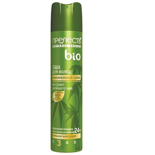 Прелесть Professional Лак для волос Bio Жизненная сила с экстрактом зеленого чая, сильная фиксация, 250 г, 250 мл
