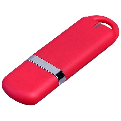 Классическая флешка soft-touch с закругленными краями (128 Гб / GB USB 2.0 Красный/Red 005)