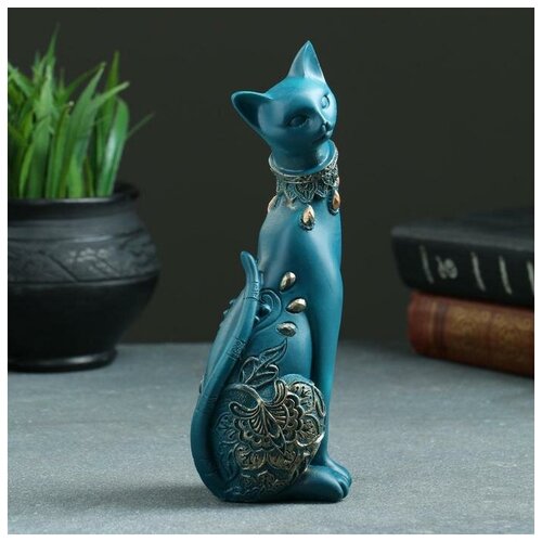 Хорошие сувениры Статуэтка "Кошка" синяя, 20х8см