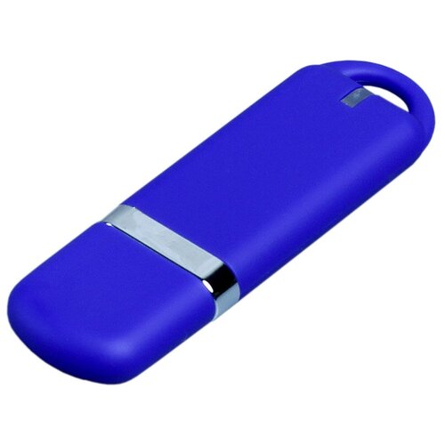 Классическая флешка soft-touch с закругленными краями (128 Гб / GB USB 2.0 Синий/Blue 005)
