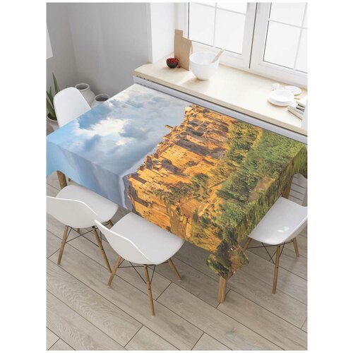 Скатерть прямоугольная JoyArty на кухонный стол "Старинный поселок" из оксфорда, 180x145 см