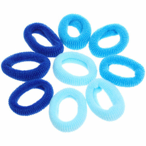 Резинки для волос 80шт «миндаль», оттенки голубого и синего, d-2см