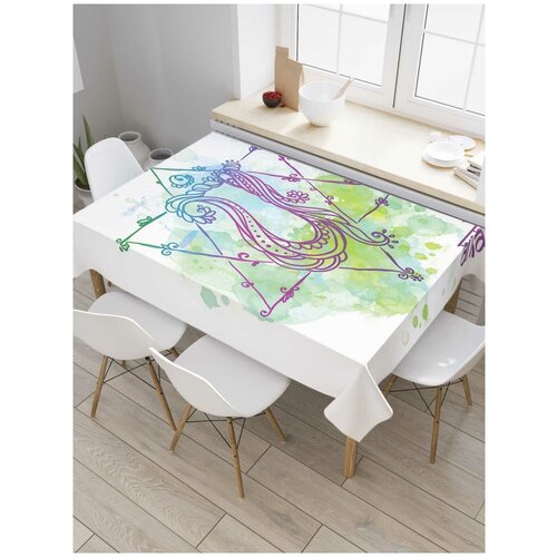 Скатерть прямоугольная JoyArty на кухонный стол "Знание о чакрах" из оксфорда, 180x145 см