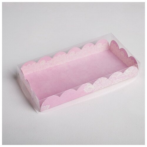 Коробка для кондитерских изделий с PVC-крышкой «Сделано с любовью», 21 × 10,5 × 3 см