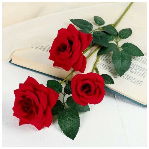 Цветы искусственные "Роза триада" 7*62 см, красный