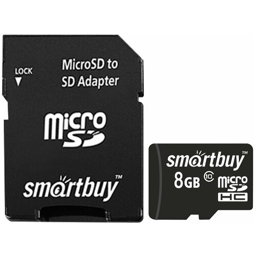 SMARTBUY Карта памяти micro sdhc, 8 gb, smartbuy, 10 мб/сек. (class 10), с адаптером, sb8gbsdcl10-01