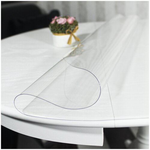 Гибкое/мягкое стекло овал Vello d'oro, 110x145 см, толщина 1.5 мм, скатерть ПВХ прозрачная декоративная на овальный стол