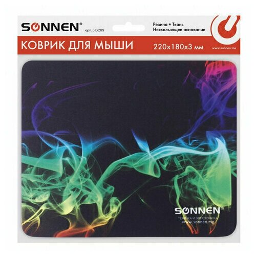 Коврик для мыши SONNEN "SMOKE", комплект 5 шт, резина + ткань, 220х180х3 мм, 513289