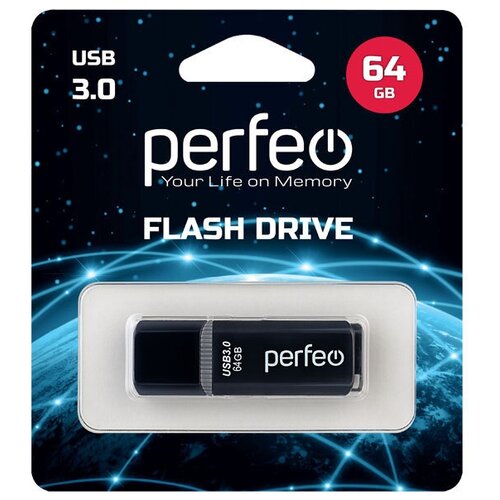 USB Флеш-накопитель USB накопитель Perfeo 3.0 64GB C12 Black