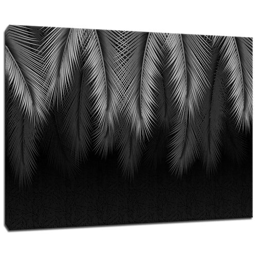 Картина Уютная стена "Пепельные листья пальмы на темном фоне" 90х60 см