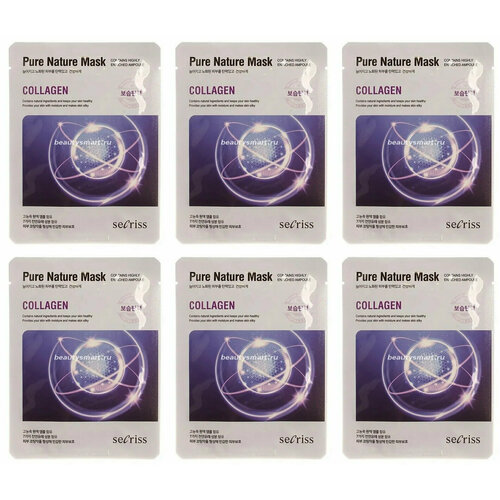 Anskin Маска на тканевой основе Secriss Pure Nature Mask Pack- Collagen 25мл,6 шт /