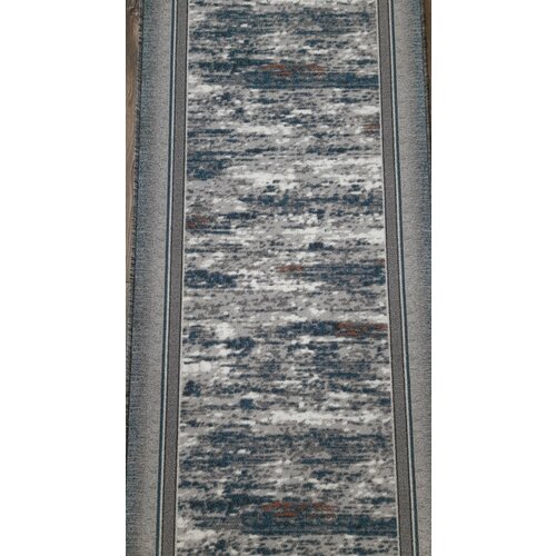 Ковровая дорожка на войлоке, Витебские ковры, с печатным рисунком, 2435, синяя, 0.9*4 м