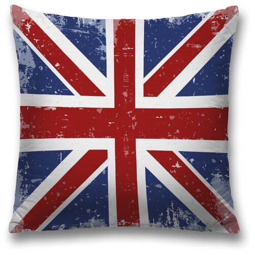 Наволочка декоративная на молнии, чехол на подушку JoyArty "Винтажный флаг Великобритании" 45х45 см