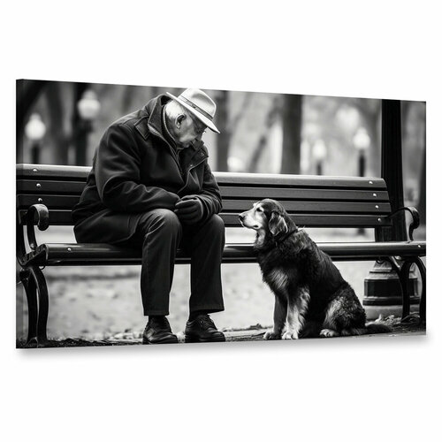 Интерьерная картина 100х60 "Старик и собака"