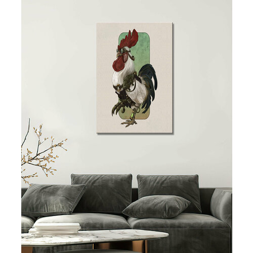 Картина - Курица арт, петух арт, красивые породы куриц, стилизация курица (47) 50х70