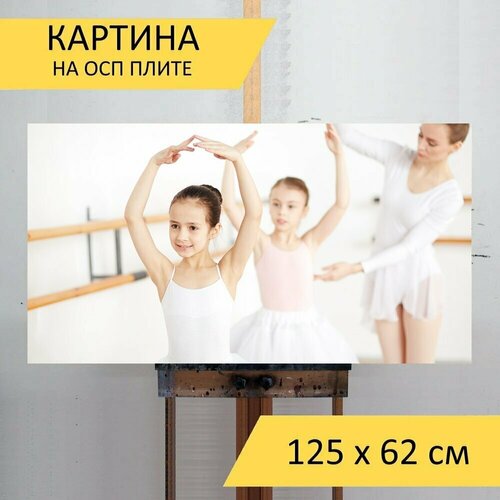 Картина на ОСП 125х62 см. "Балерины, танцоры, девушки" горизонтальная, для интерьера, с креплениями