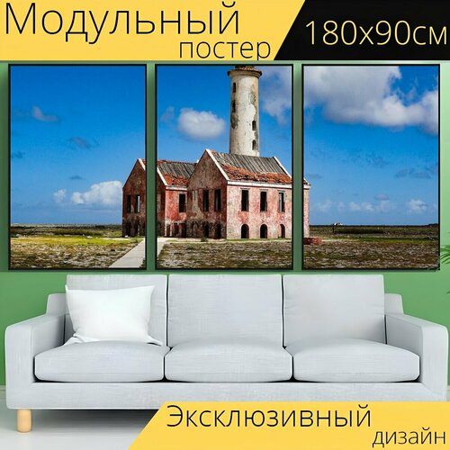 Модульный постер "Кюрасао, карибский бассейн, пейзаж" 180 x 90 см. для интерьера